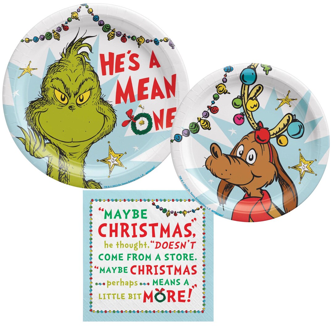 Dr. Seuss the Grinch Christmas Party Supplies Bundle With the Grinch ...