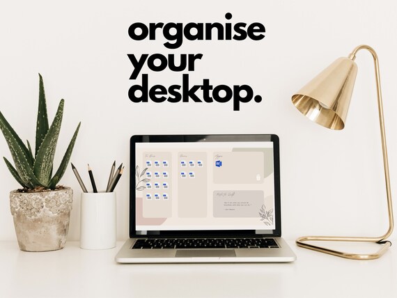 Desktop Organizer Windows PC Minimalistic Beige - Etsy