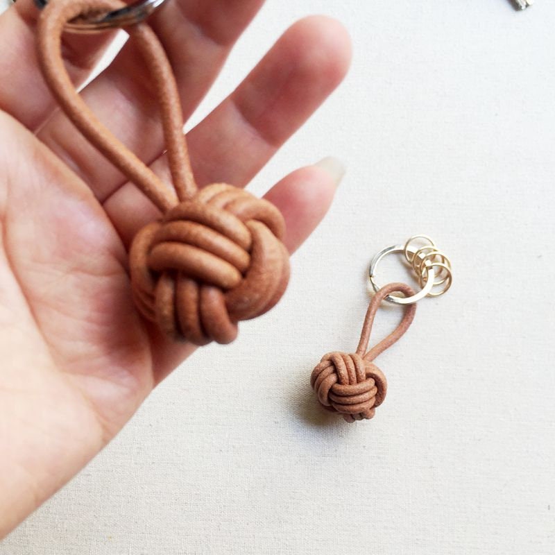 Knot Keychain Nautical Knot Ball Leather Handmade With Rings - Etsy