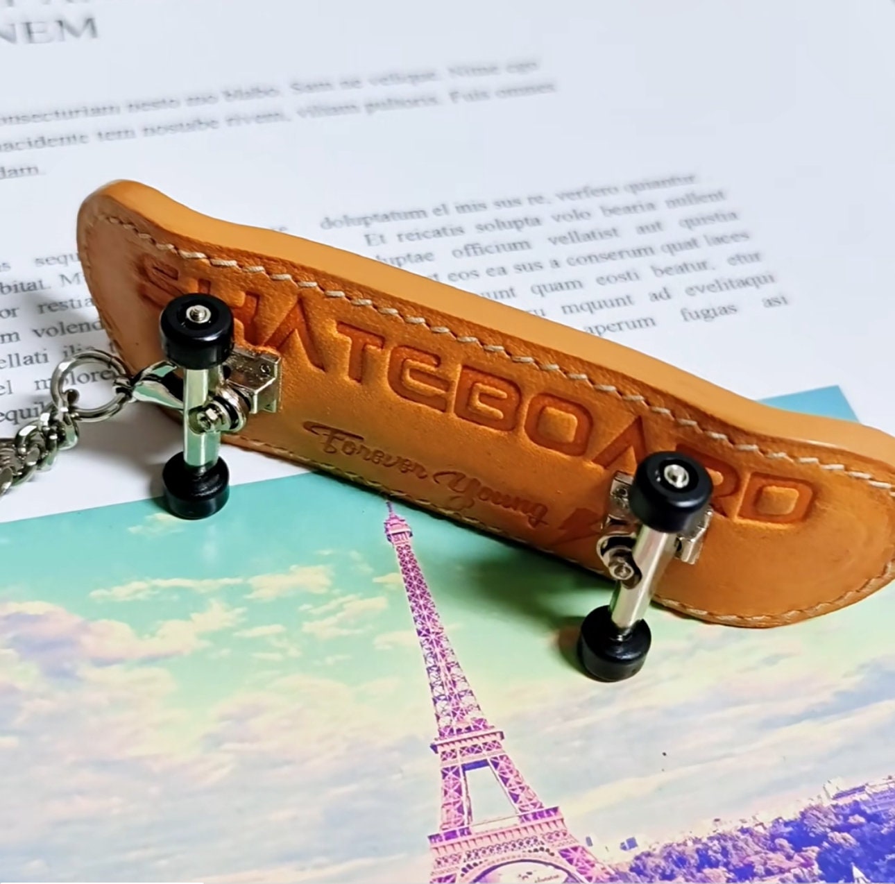 Handmade Leather Skateboard Keychain: Bag Charm Accessory - Etsy
