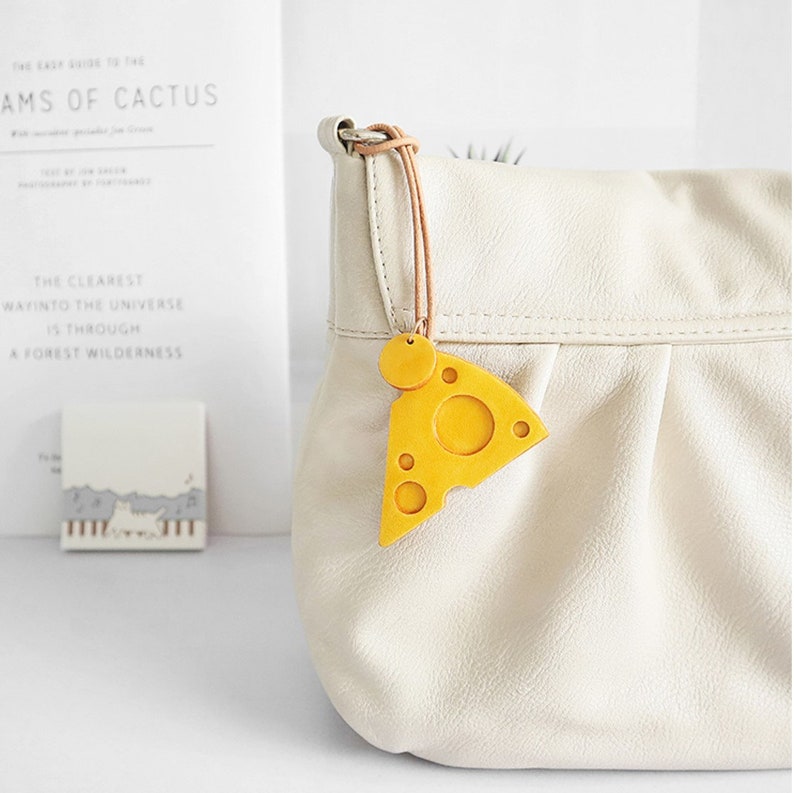 Handmade Leather Cute Cheese Key Chains Bag Charms Accessory Gift ...
