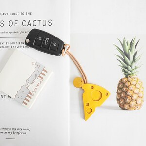 Handmade Leather Cute Cheese Key Chains Bag Charms Accessory Gift ...