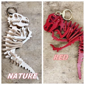 Handmade Genuine Leather T-rex Skeleton Keychain Dinosaur Bag Charm ...