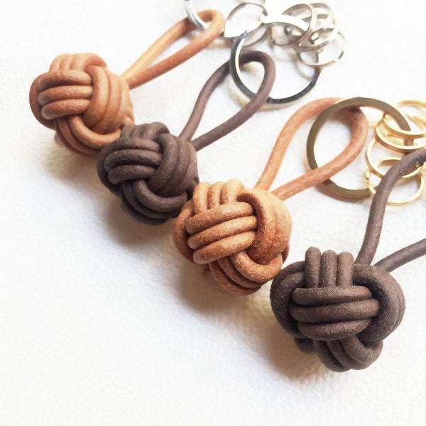 Leather Knot Ball Keychain - Etsy