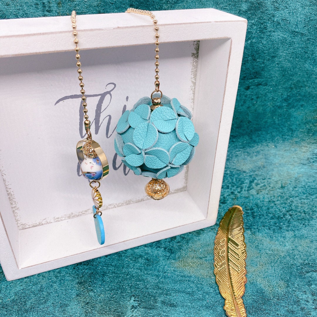 Handmade Genuine Leather Hydrangea Flower Car Mirror Pendant ...