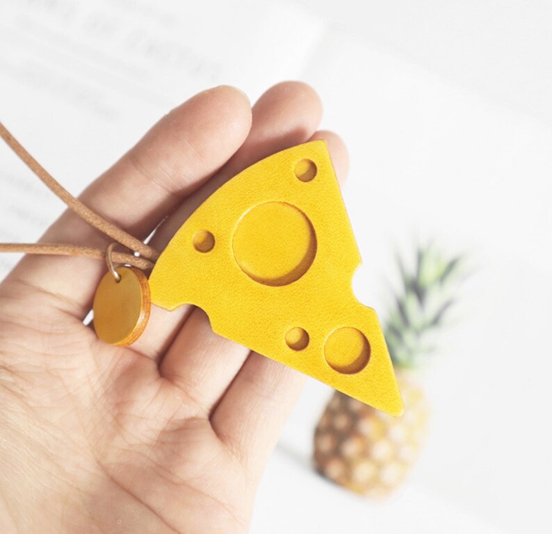 Handmade Leather Cute Cheese Key Chains Bag Charms Accessory Gift ...
