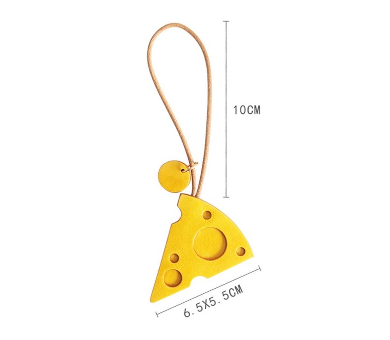 Handmade Leather Cute Cheese Key Chains Bag Charms Accessory Gift ...