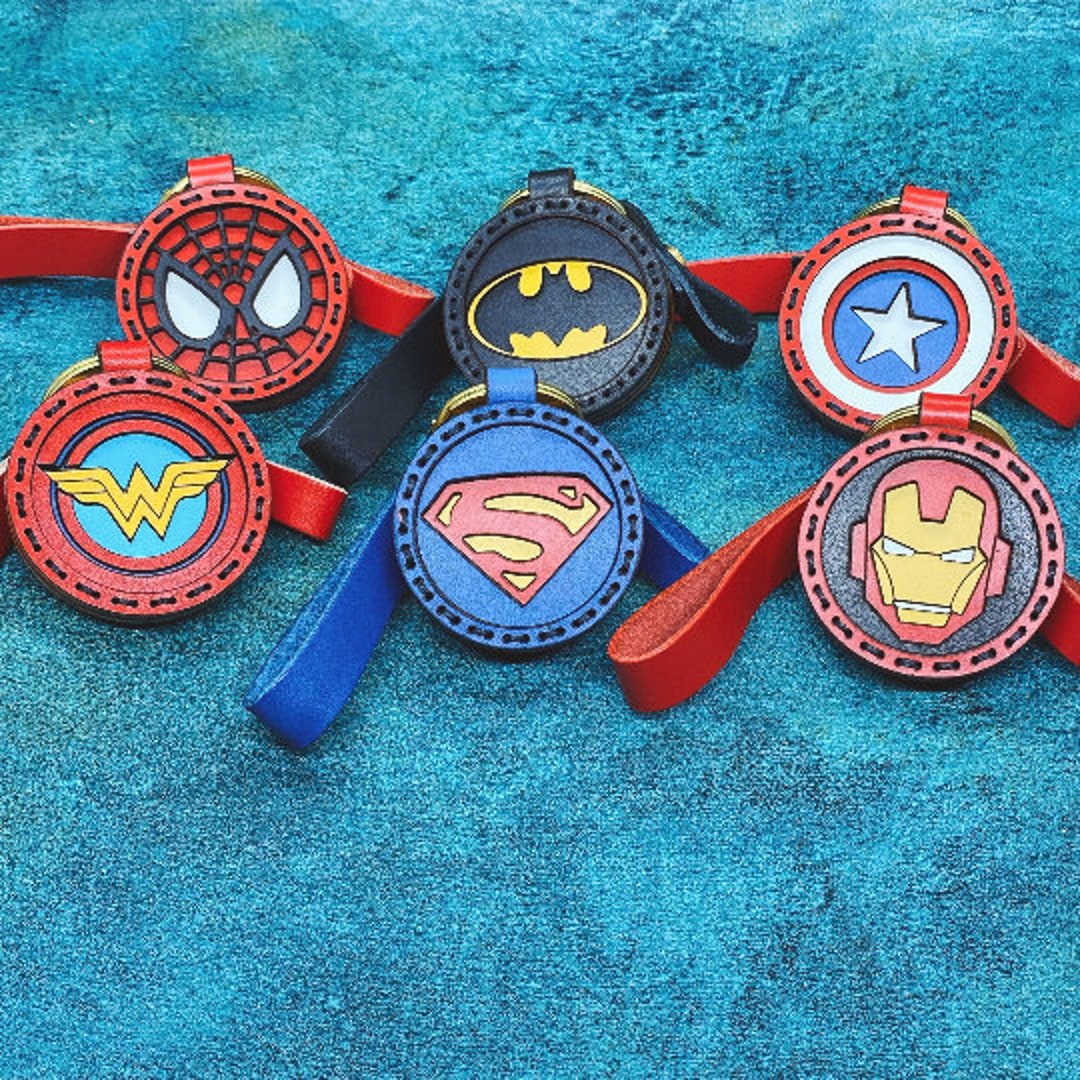 Handmade Genuine Leather Super Hero Key Chains Bag Charms Gift Birthday ...