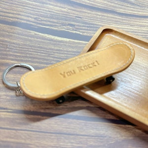 Handmade Genuine Leather Skateboard Keychain Bag Charms Hippop ...