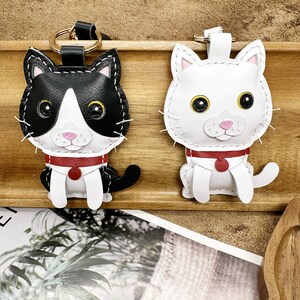 Handmade Genuine Leather British Shorthair Cat Kitty Keychains Purse ...
