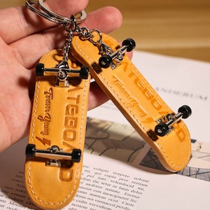 Handmade Genuine Leather Skateboard Keychain Bag Charms Hippop ...