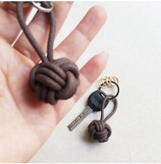 Knot Keychain Nautical Knot Ball Leather Handmade With Rings - Etsy