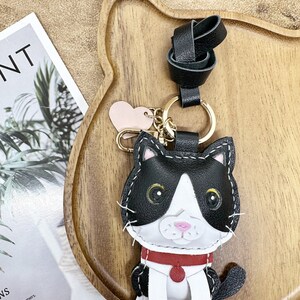 Handmade Genuine Leather British Shorthair Cat Kitty Keychains Purse ...