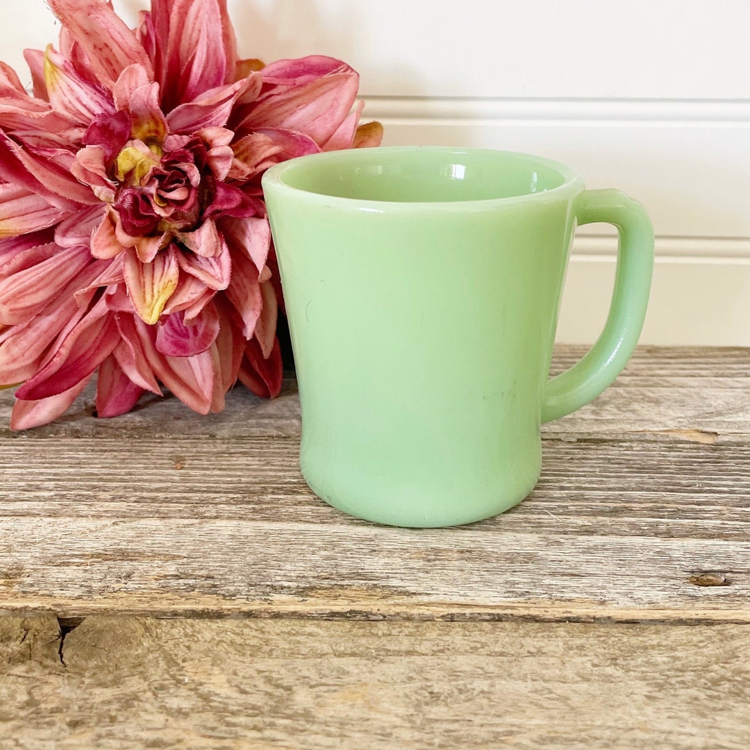 Vintage Jadeite Mugs, Fire King 'D' Handle Coffee Mug, Green Glass ...