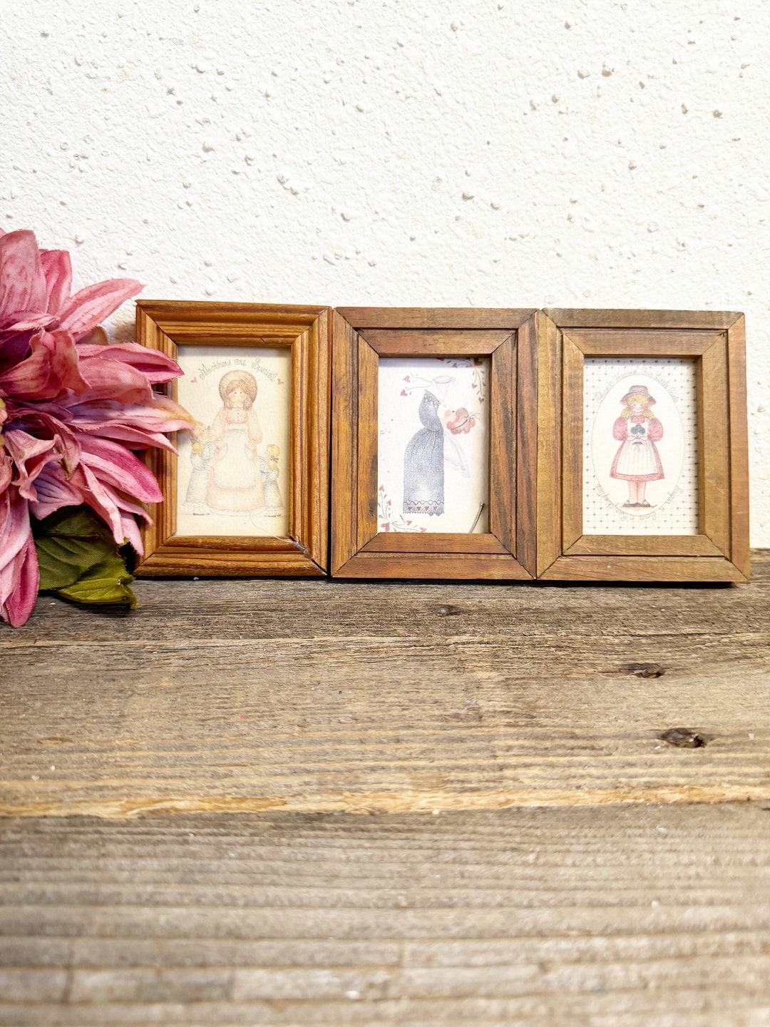 Vintage Mini Wood Frames, Assorted Set of 3 Picture Frames, Circa 1970s ...