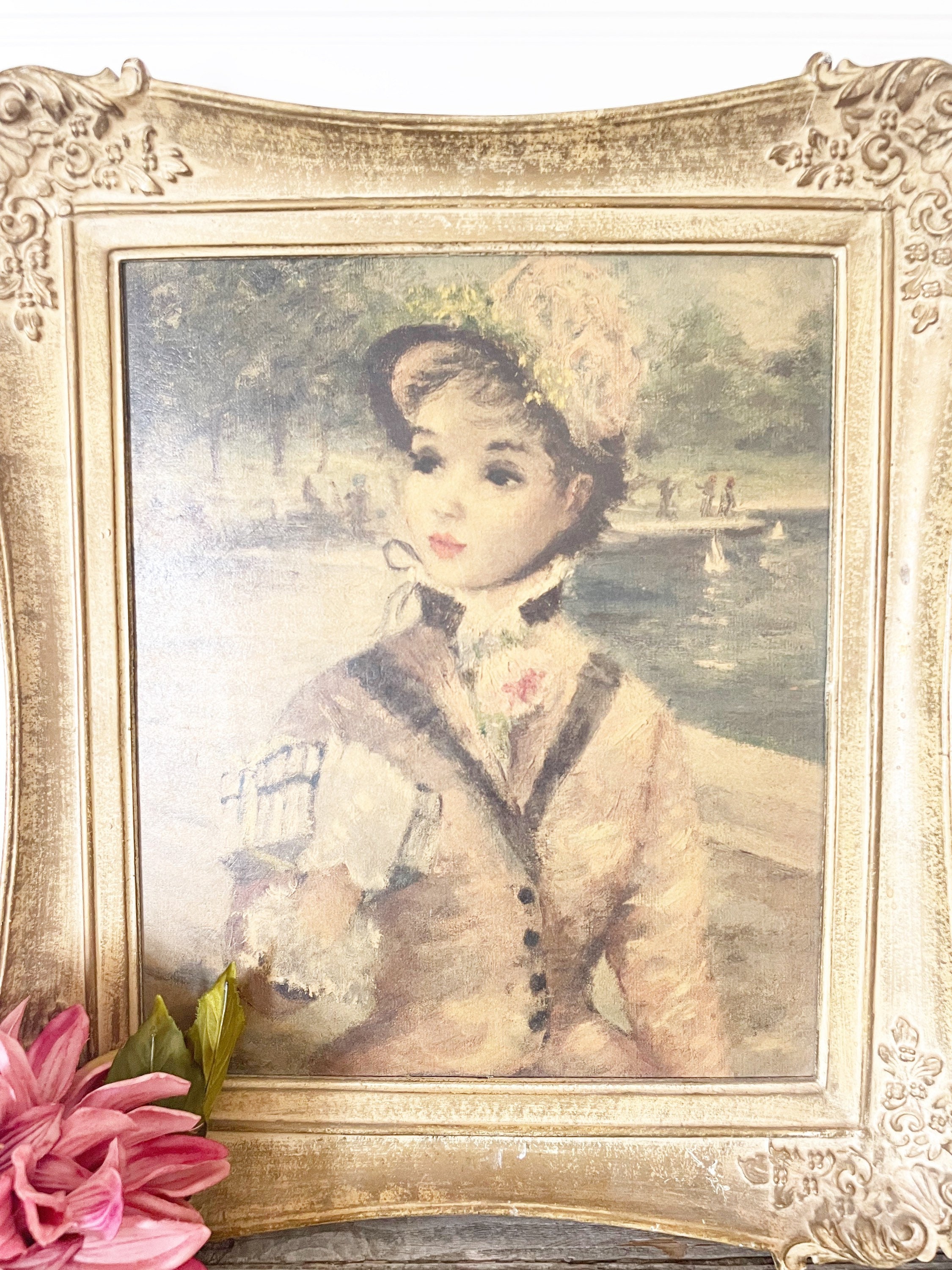 Antique Wooden Portrait Picture Frame White Wash Trim 15 X - Etsy