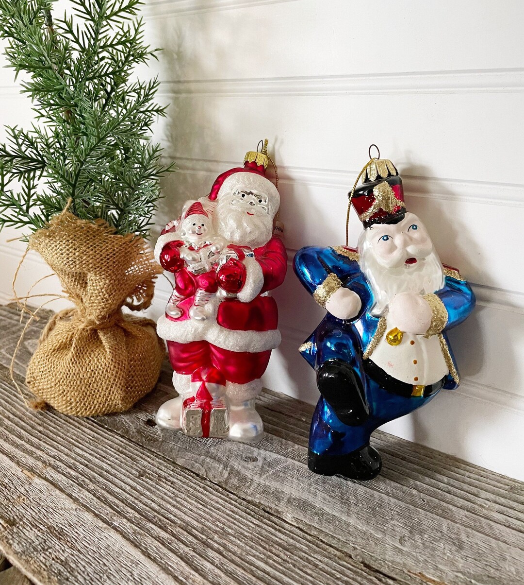 Vintage Christmas Metal Santa Ornaments , Santa Ornament , Multi ...