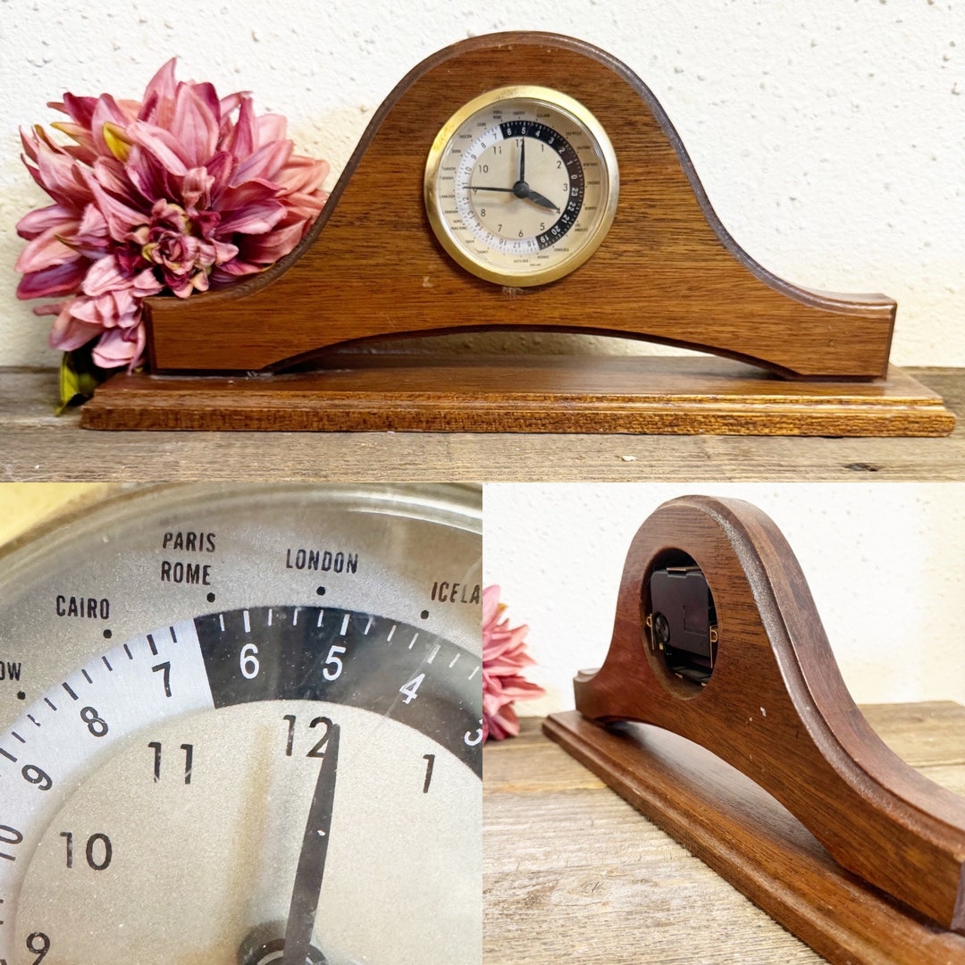 Vintage Quartz Wood International Mantel Time Clock, General Electric ...