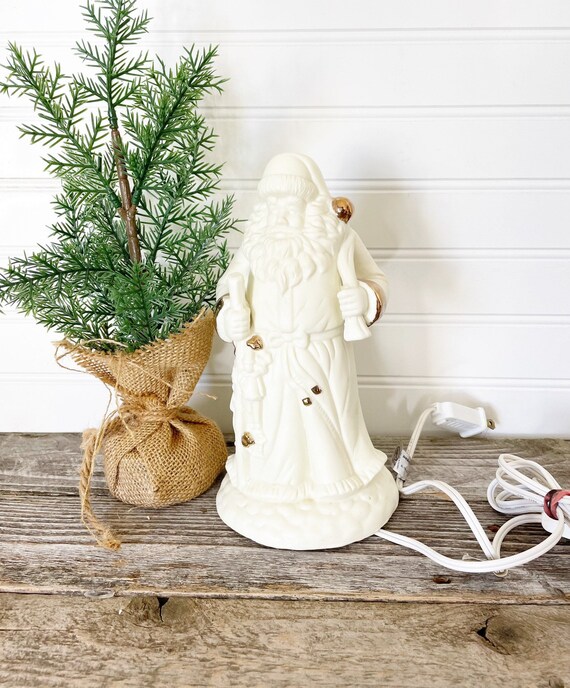 Vintage Lighted Ceramic Bisque Santa Christmas Nativity - Etsy