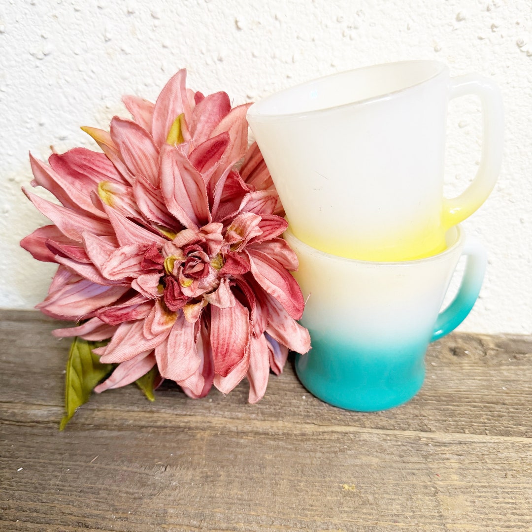 Vintage Fire King Anchor Hocking Fade Coffee Cups, Yellow or Turquoise ...