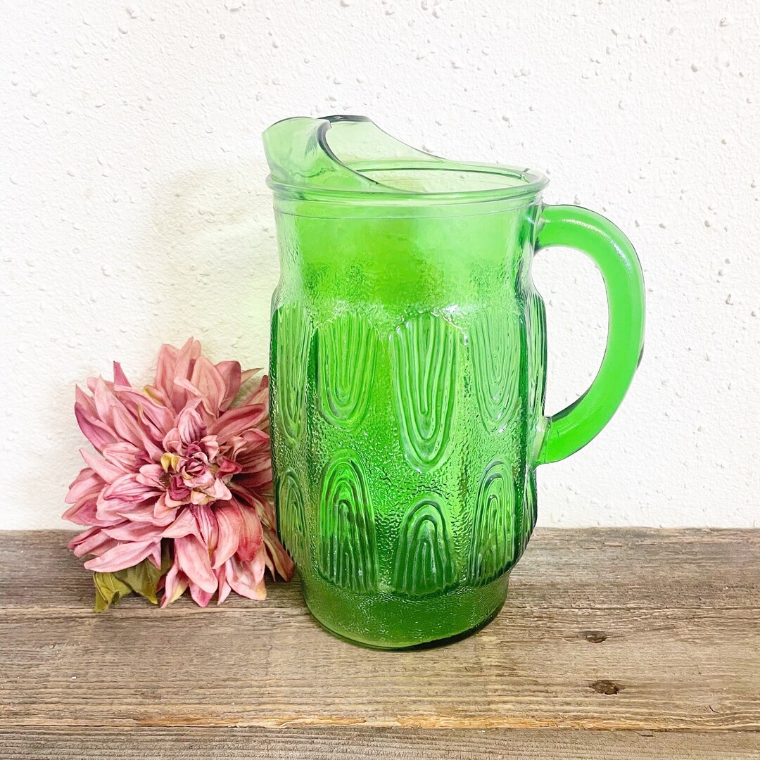 Vintage Fingerprint Anchor Hocking Emerald Green Large Pitcher - Mid ...