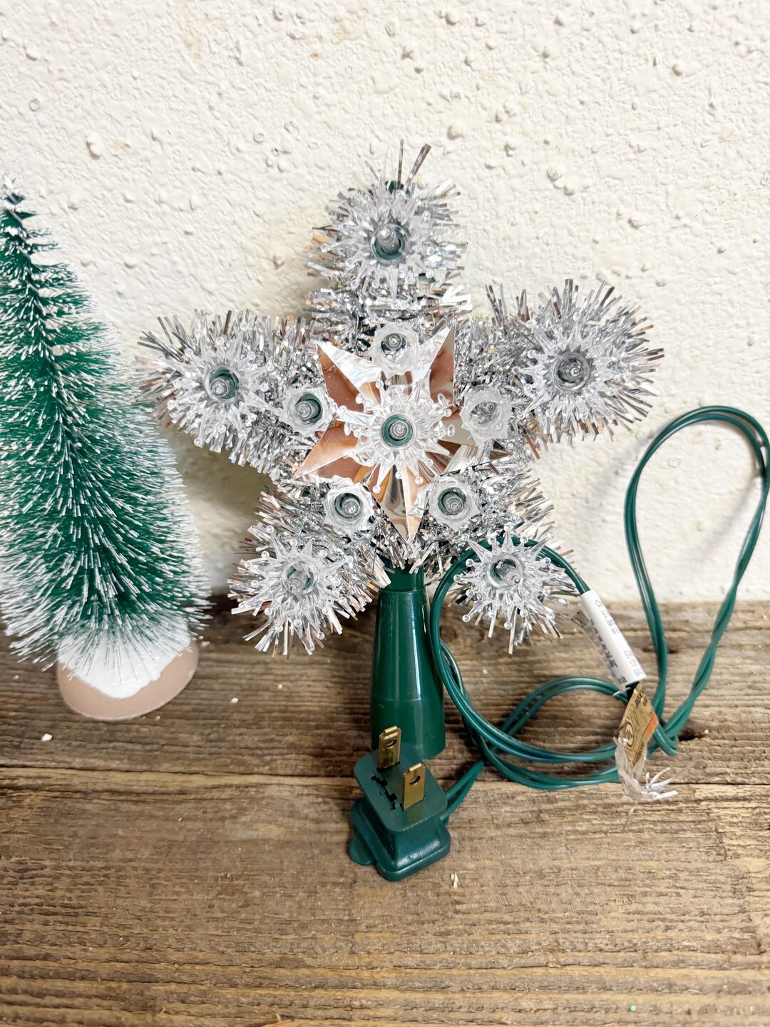Vintage Christmas White Light Tree Topper Star, Silver Star, Lights ...