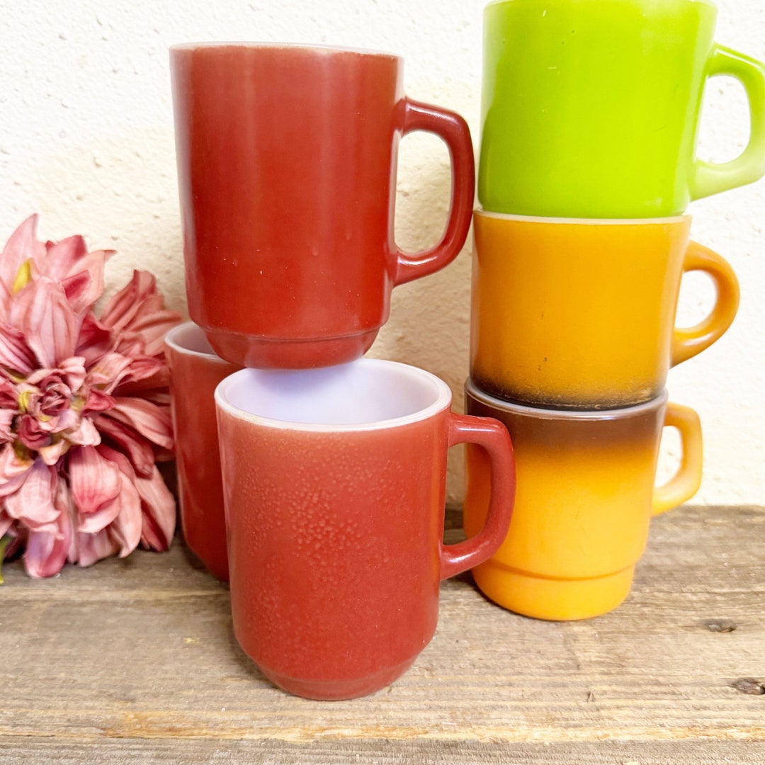 Vintage Fire King Assorted Colored Coffee Mug Black Blue Stripes Coffee ...