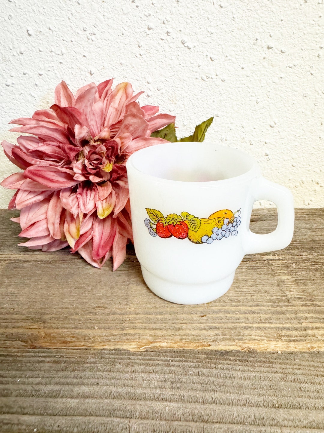 Vintage Fire King Nature’s Bounty Fruit; Stackable Mug With D Handle ...
