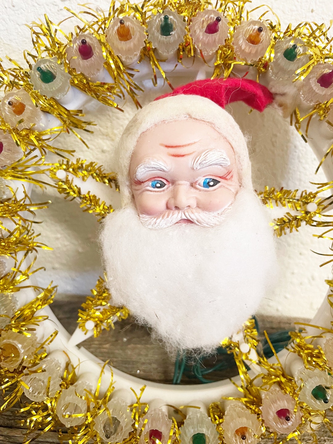 Vintage Christmas Santa Head Light Tree Topper Star Multi - Etsy