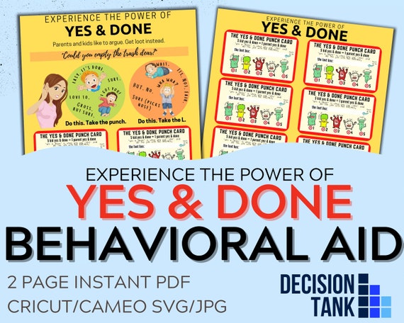 Yes & Done Behavioral Aid Instant DOWNLOAD SVG PDF Cutting | Etsy