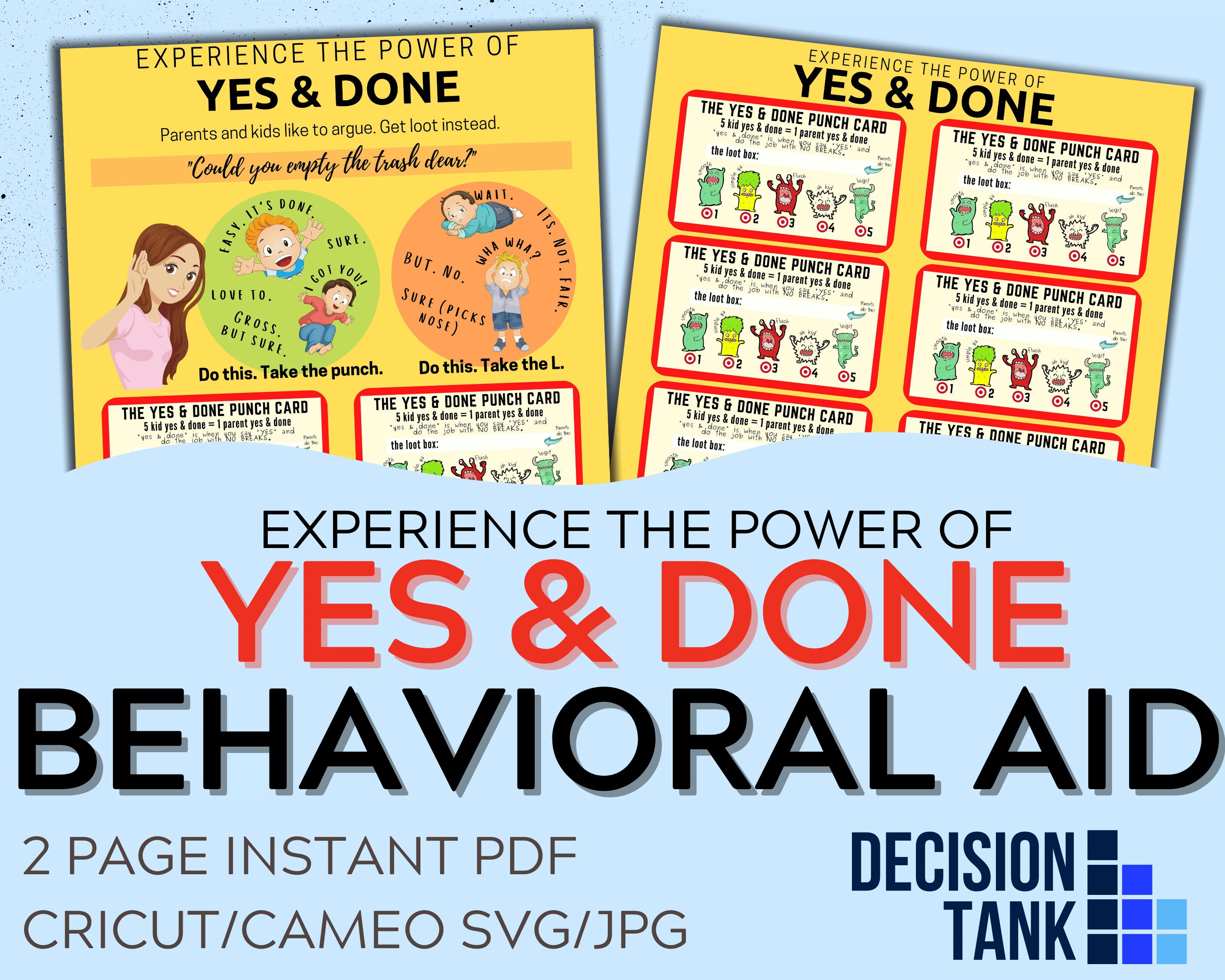 Yes & Done Behavioral Aid Instant DOWNLOAD SVG PDF Cutting Machine ...