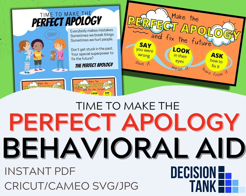 Make the Perfect Apology / Kids Social Skills Builder / Wallet Card ...