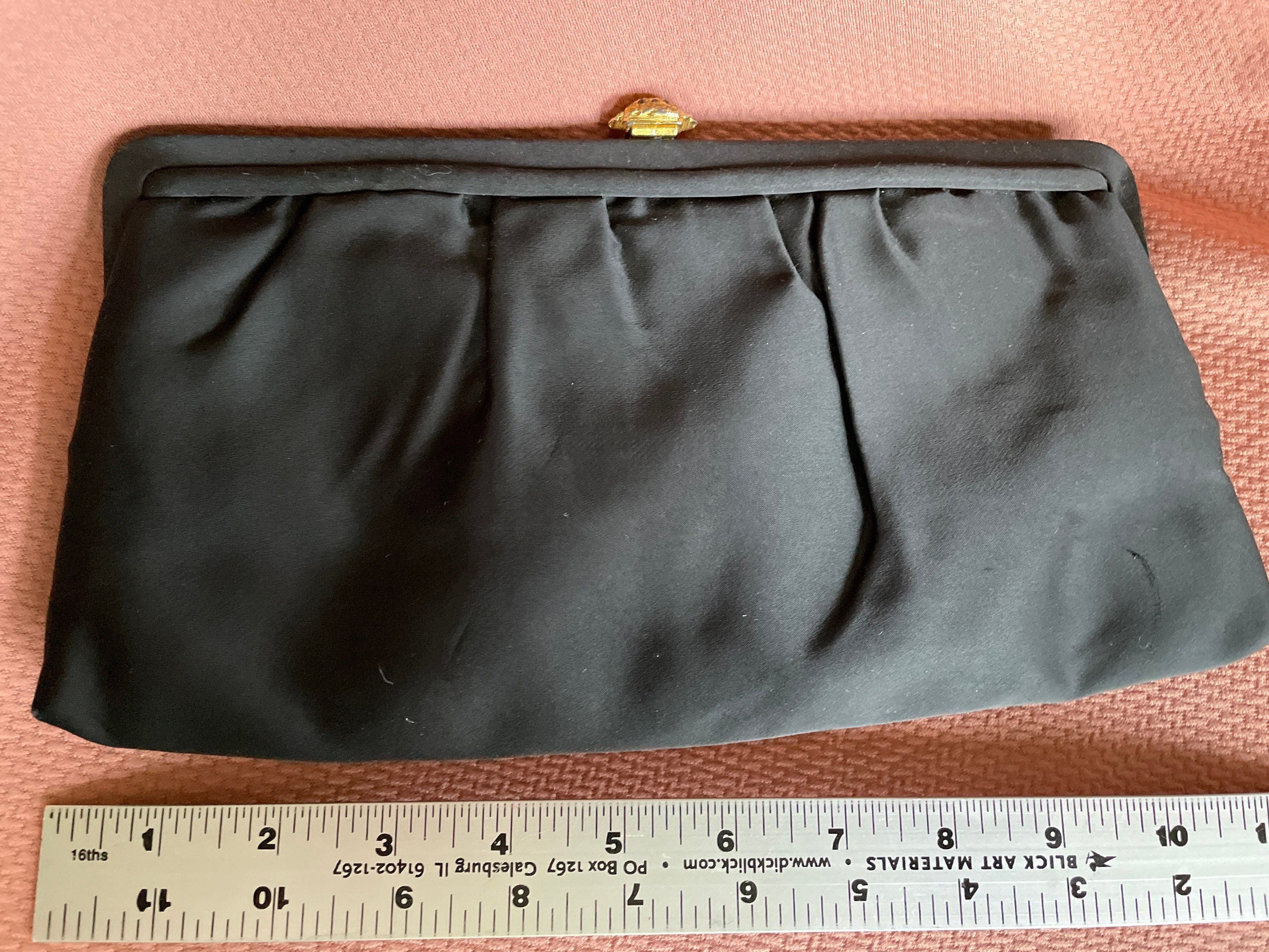 Black Satin After Five Clutch With Coin Purse - Etsy
