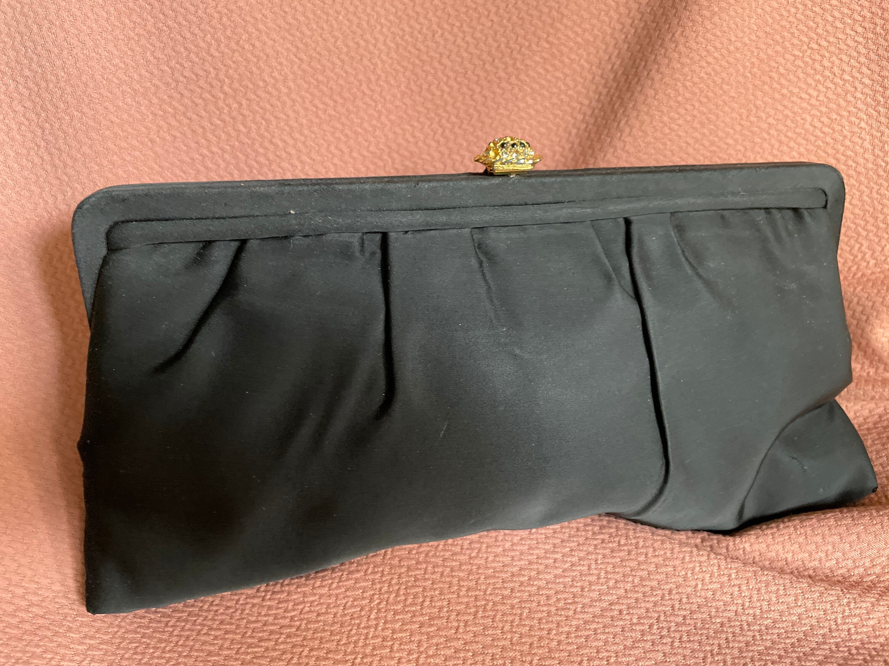 Black Satin After Five Clutch With Coin Purse - Etsy