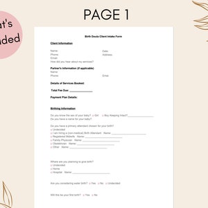 Doula Client Intake Forms Instant Download Doula PDF - Etsy