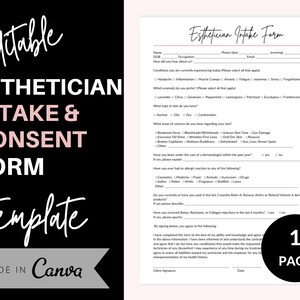 Editable Esthetician Intake Form Client Intake Form Facial - Etsy Canada