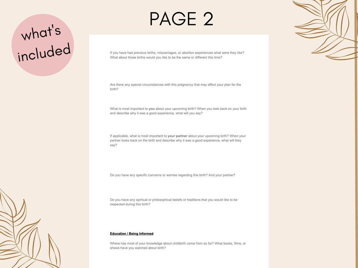 Doula Client Intake Forms Instant Download Doula PDF - Etsy