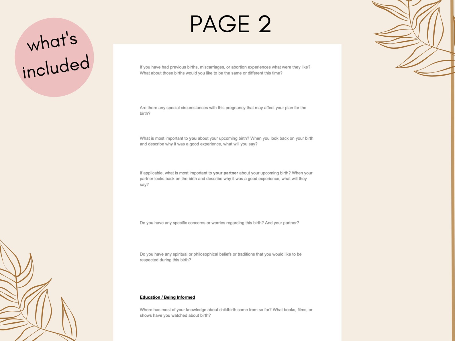 Doula Client Intake Forms Instant Download Doula PDF - Etsy