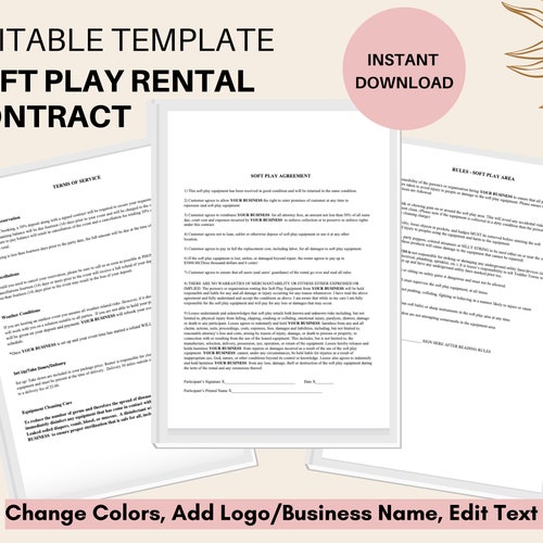 Soft Play Rental Contract Agreement Editable Word and PDF - Etsy UK