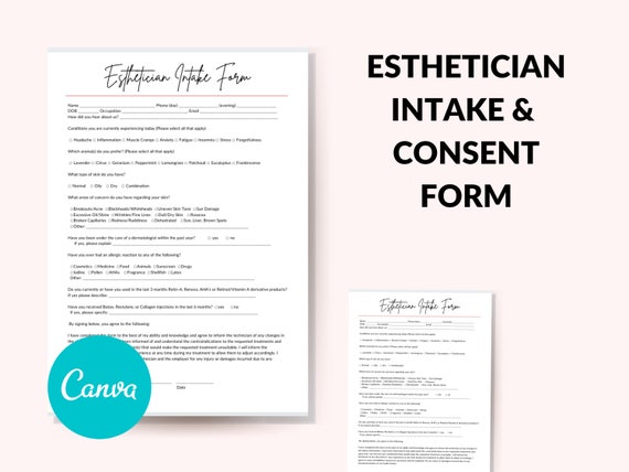 Editable Esthetician Intake Form Client intake form Facial | Etsy