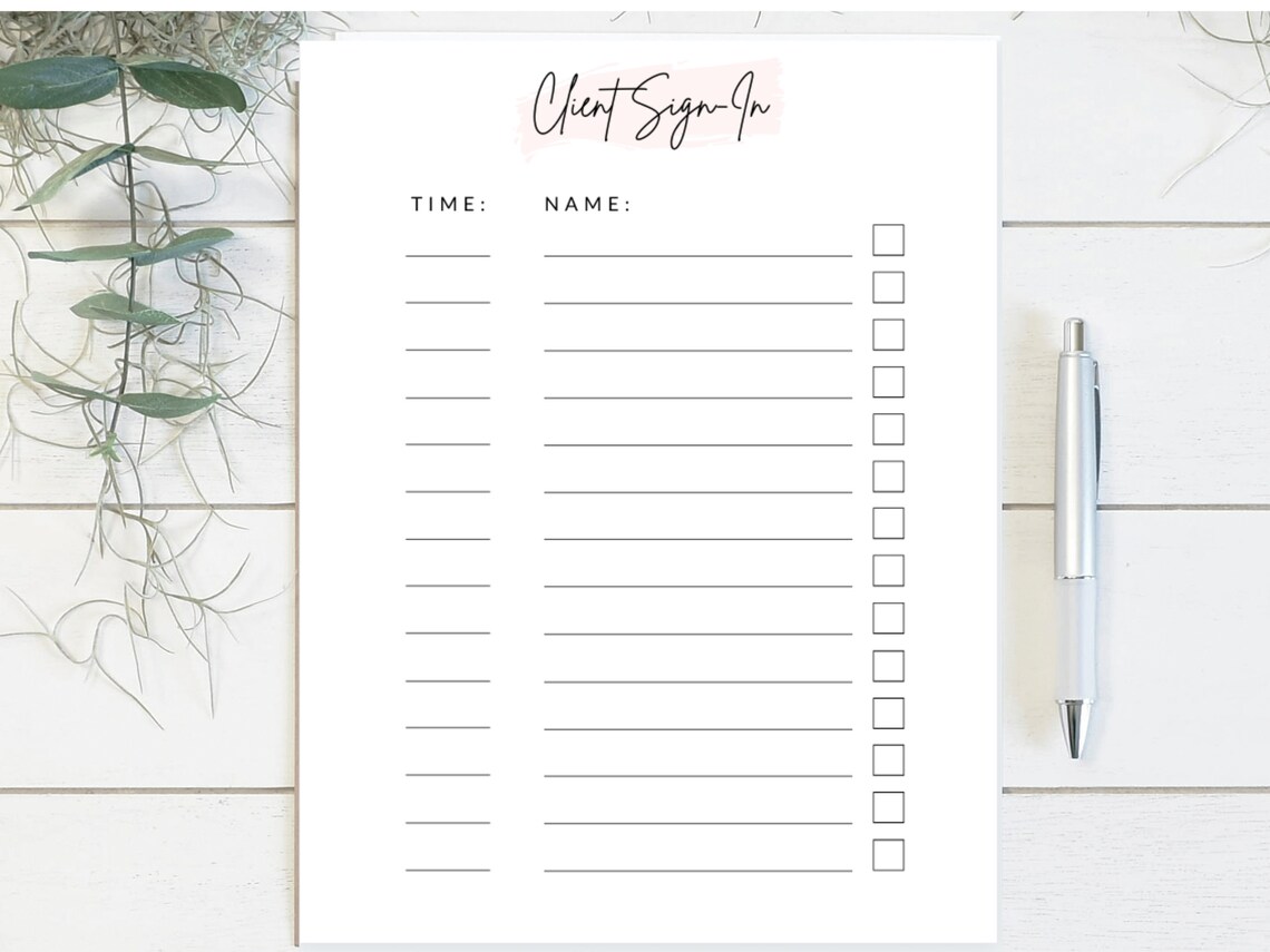 Client Sign-in Sheet Template for Estheticians Editable - Etsy