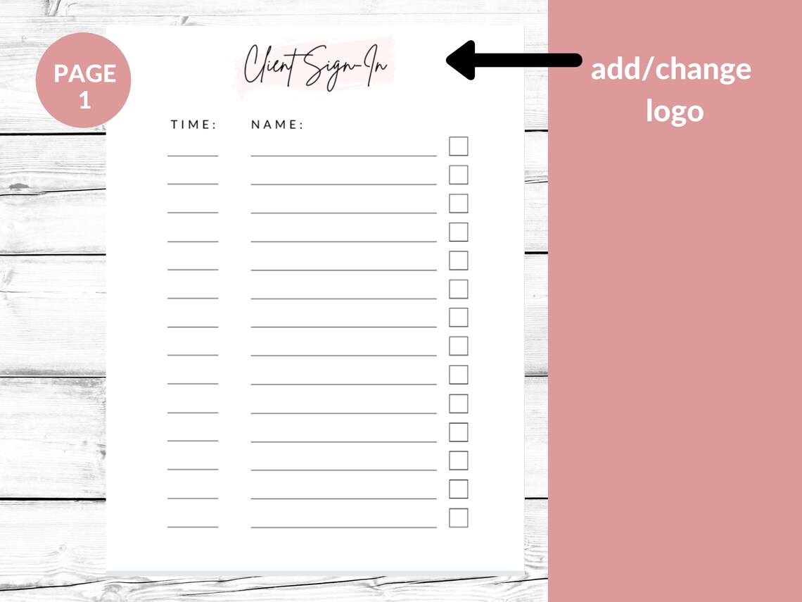Client Sign-in Sheet Template for Estheticians Editable - Etsy