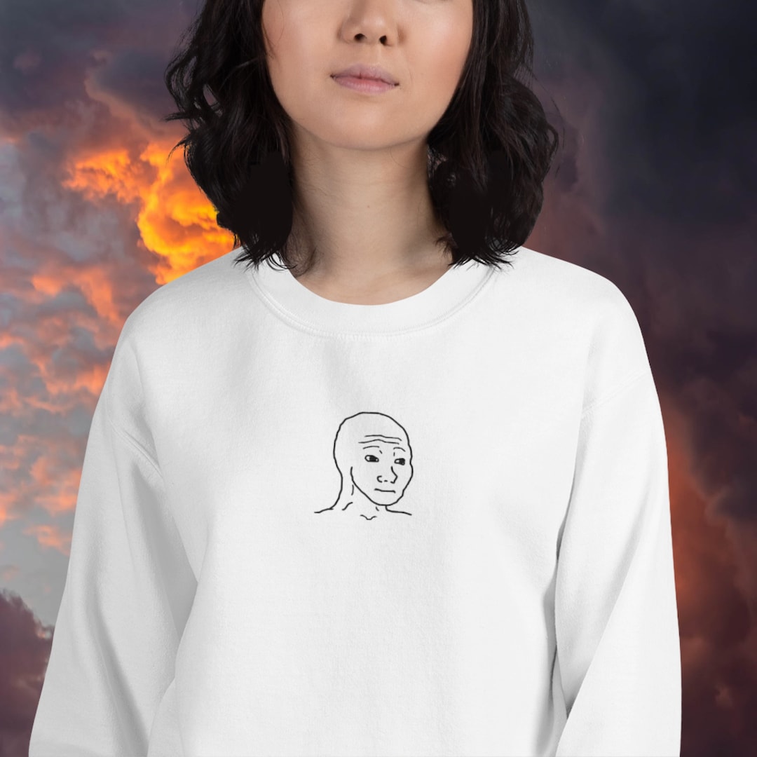 Classic Feels Guy Embroidered Sweater - Feel Guy Meme Sweatshirt - Dank ...