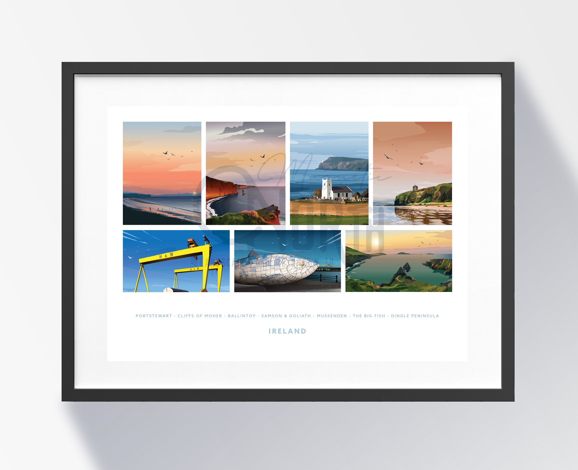 Irish Landmarks Collection Art Prints Ireland Travel Posters - Etsy