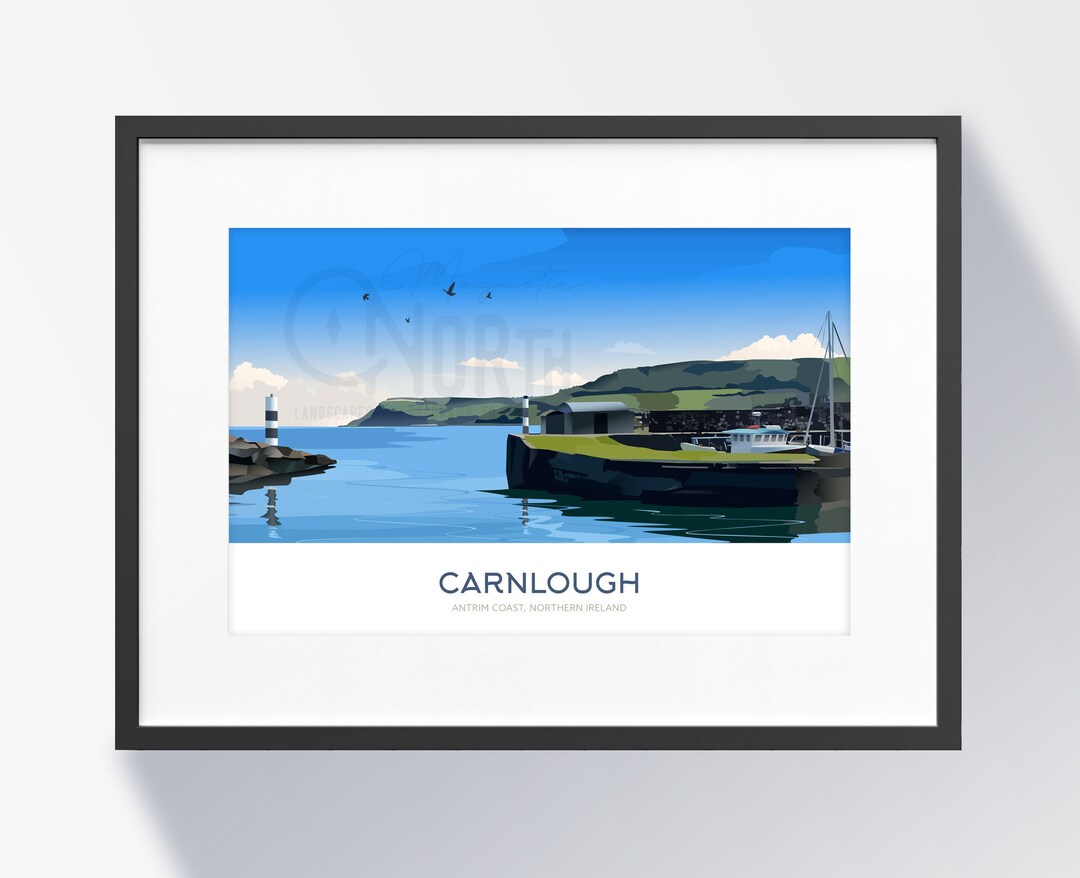 Carnlough Harbour Print: Irish Landscape Art, Coastal Scene - Etsy