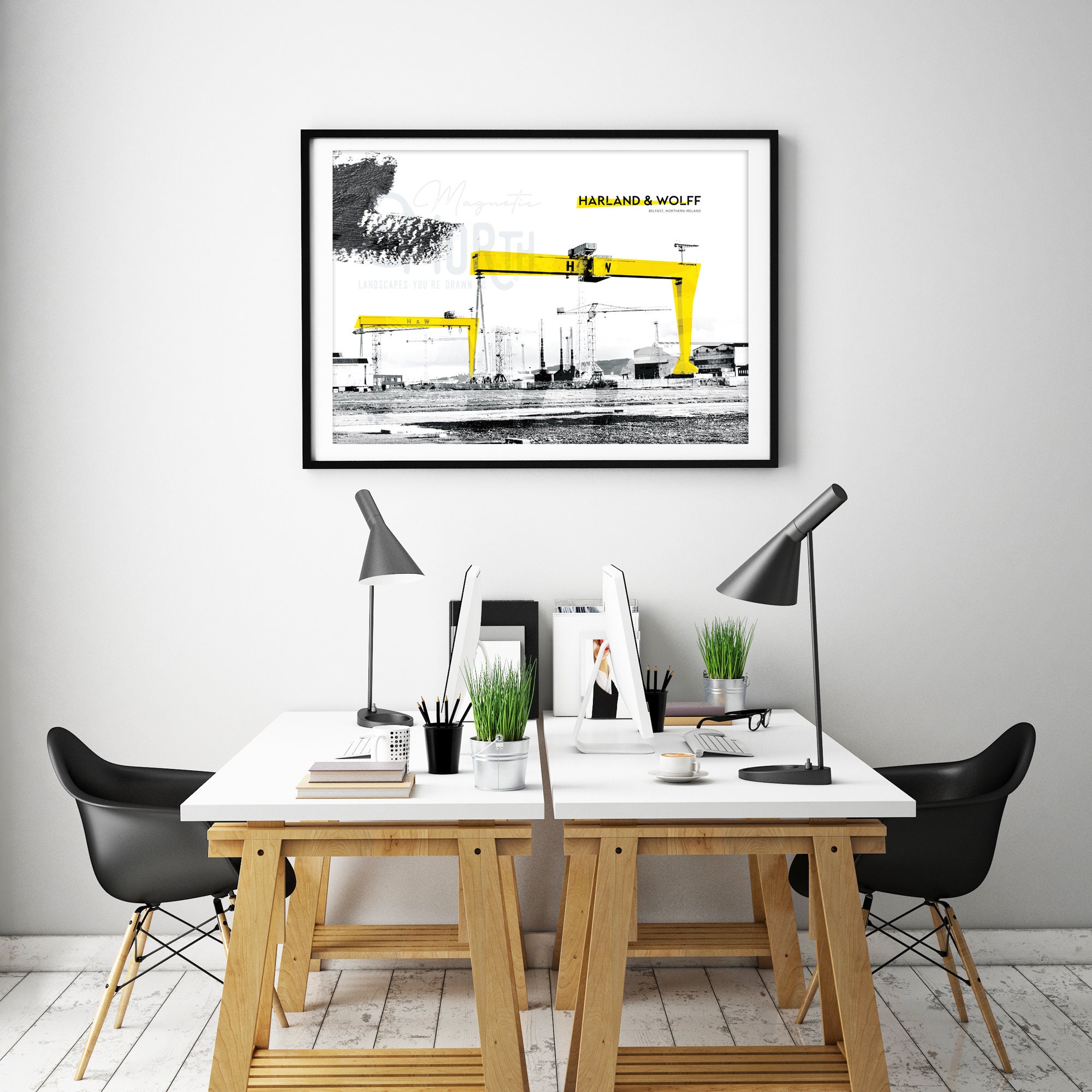 Samson & Goliath, Travel Print Poster, Belfast, Northern Ireland ...