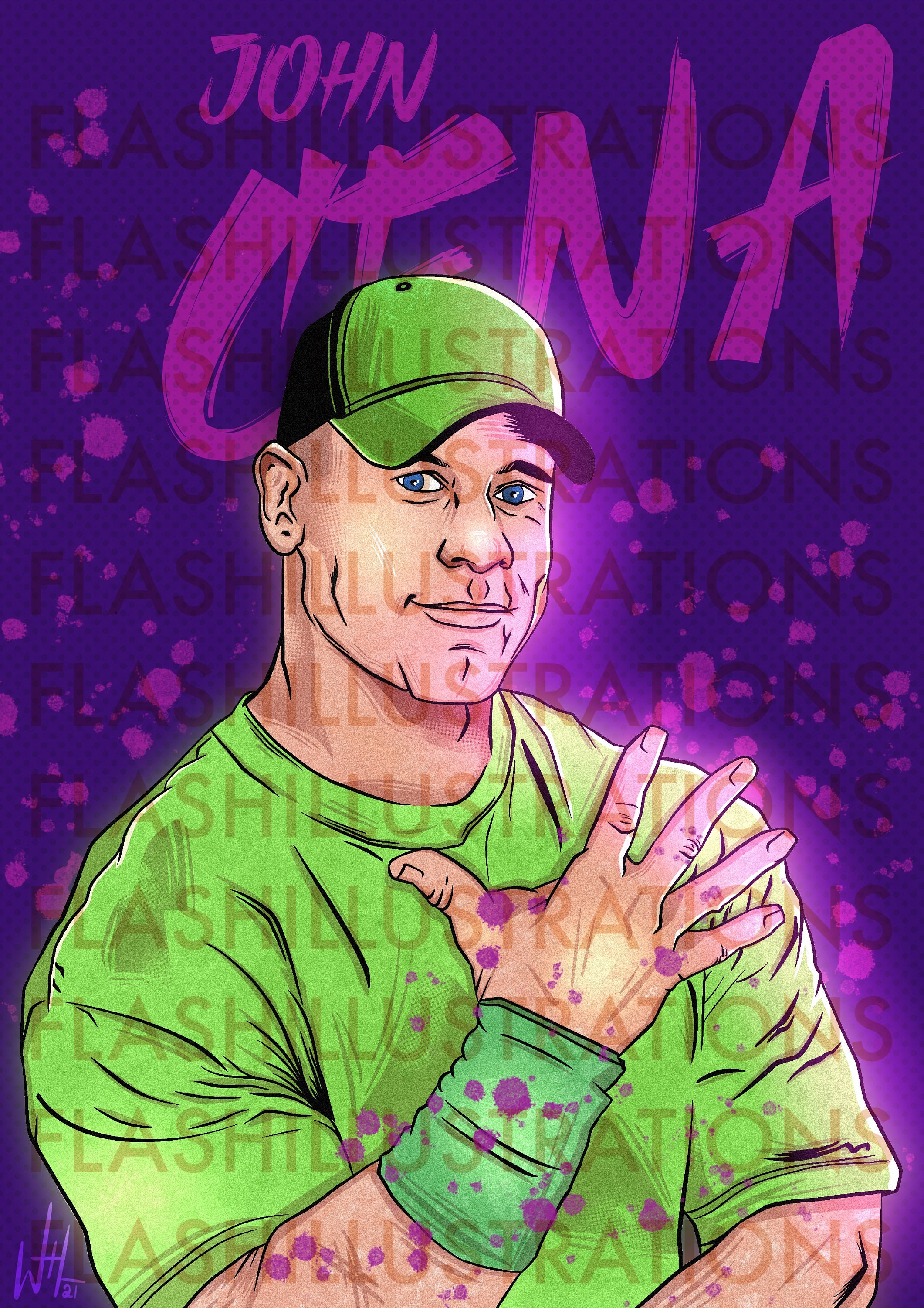 John Cena Digital Art WWE Wrestling Digital Illustration | Etsy