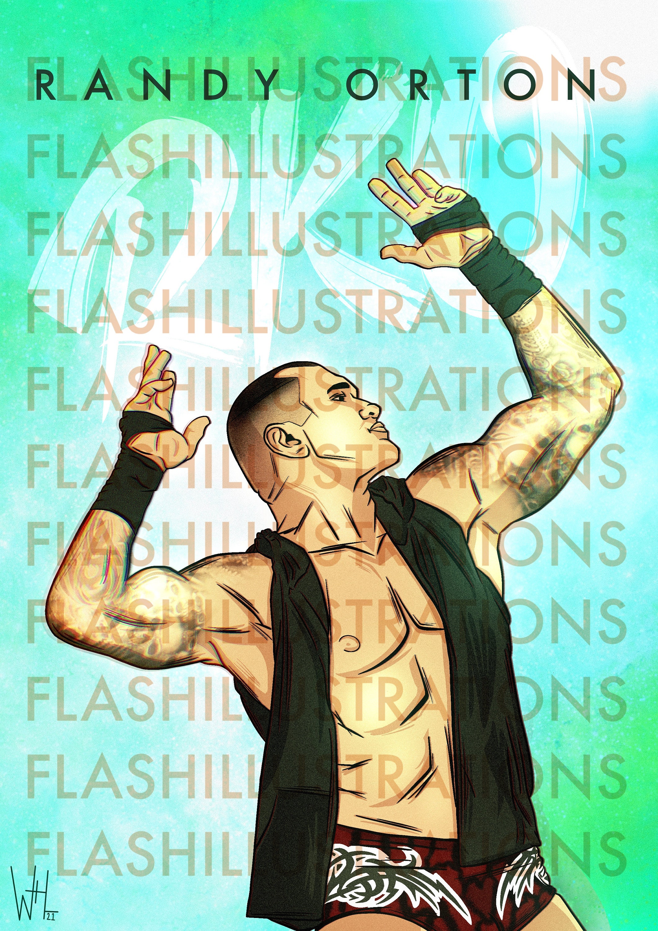 Randy Orton Digital Art WWE Wrestling Digital Illustration | Etsy