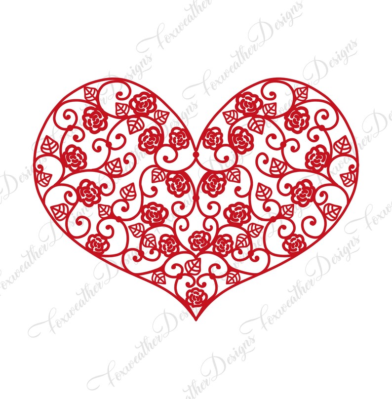Plotter File SVG Heart With Roses - Etsy