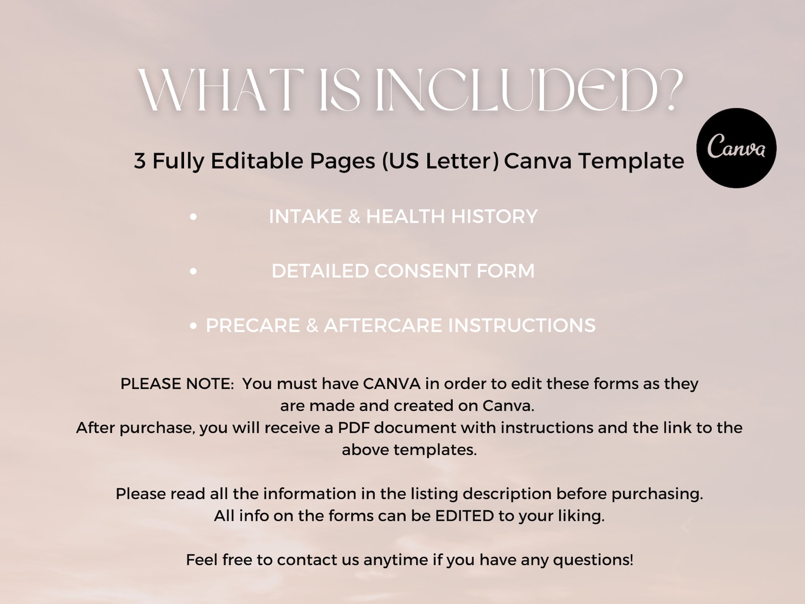 Lash Lift Consent, Editable Template, Lash Lift and Tint Aftercare ...